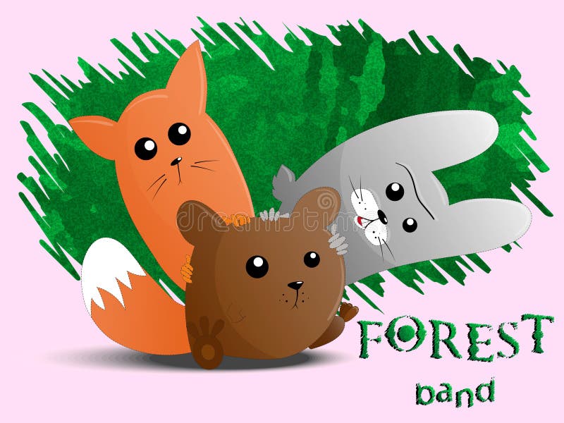Cute animals forest band stock vector. Illustration of plant - 70899920
