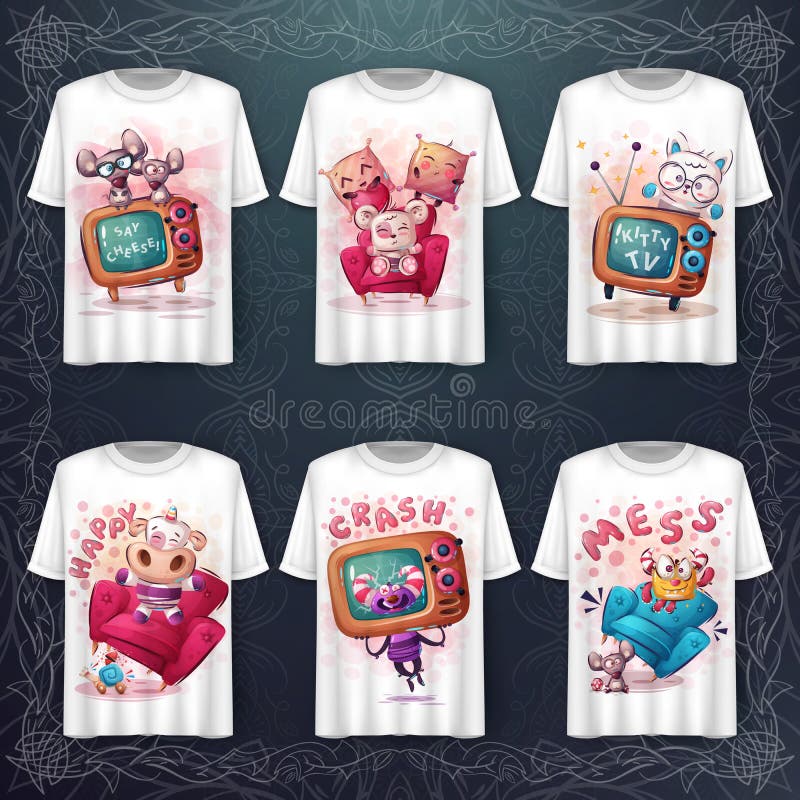 Cute Animals Illustration and Merchandising Stock Vector - Illustration ...