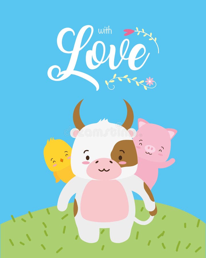 Cute animals love card stock vector. Illustration of drawing - 144364911