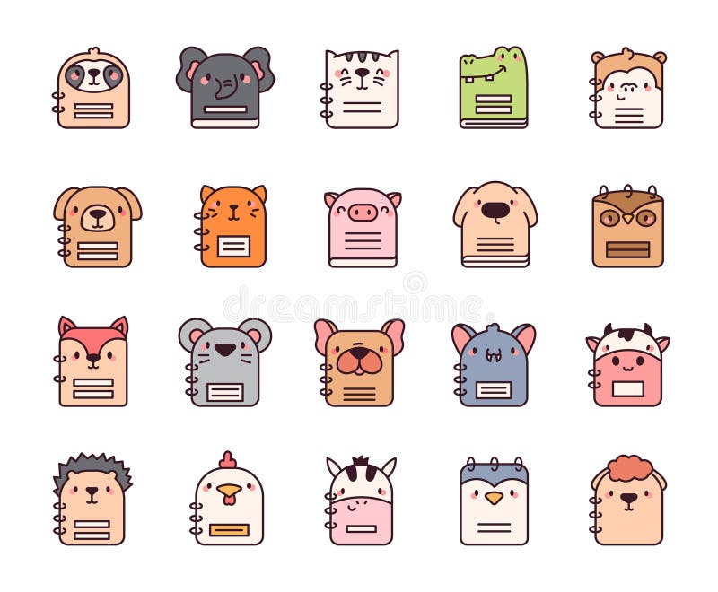 Cute Animals on Notebook Covers. Back To School Stock Vector ...