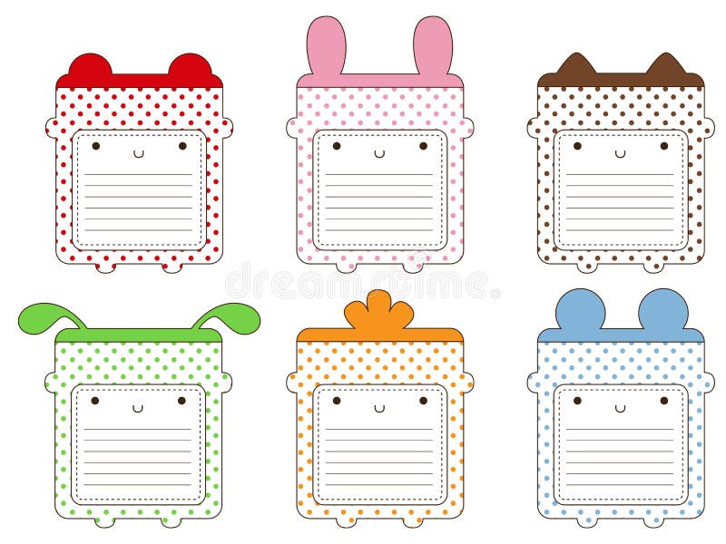 Cute Animals Notepaper stock vector. Illustration of greeting - 76265653