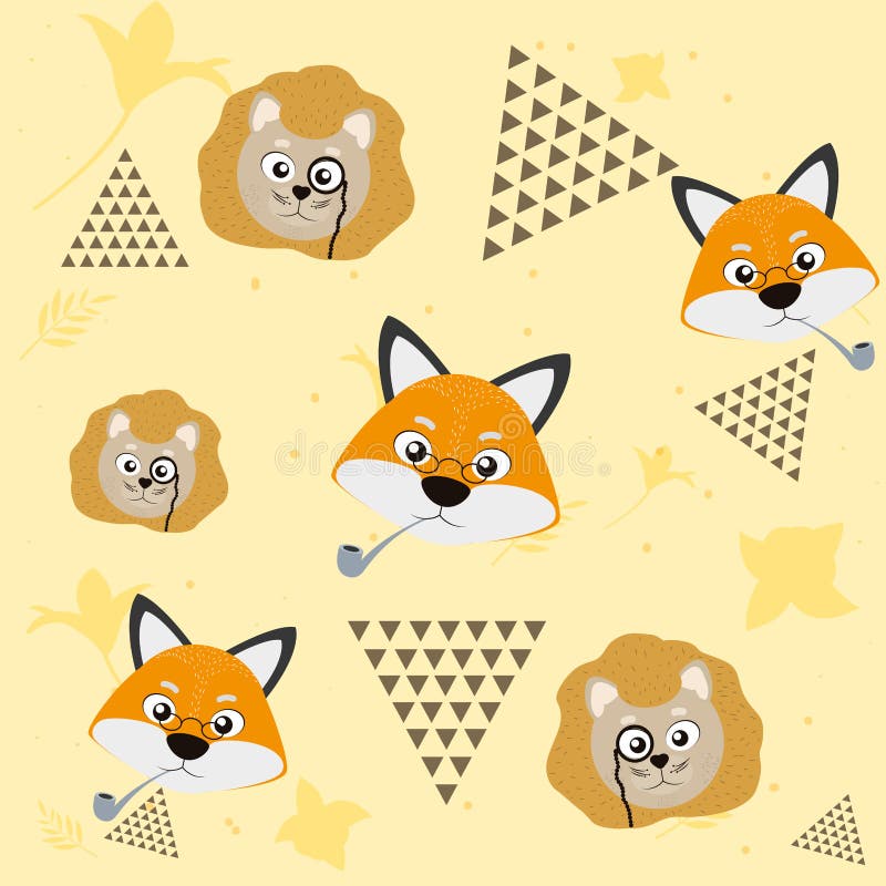 Cute Animals Pattern Background Stock Vector - Illustration of happy ...