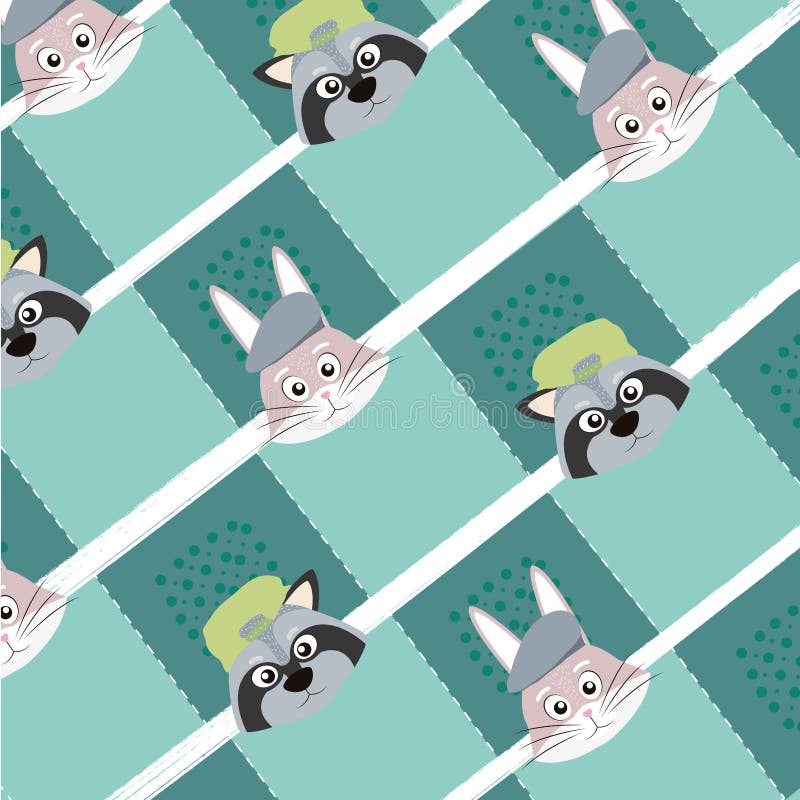Cute Animals Pattern Background Stock Vector - Illustration of ...