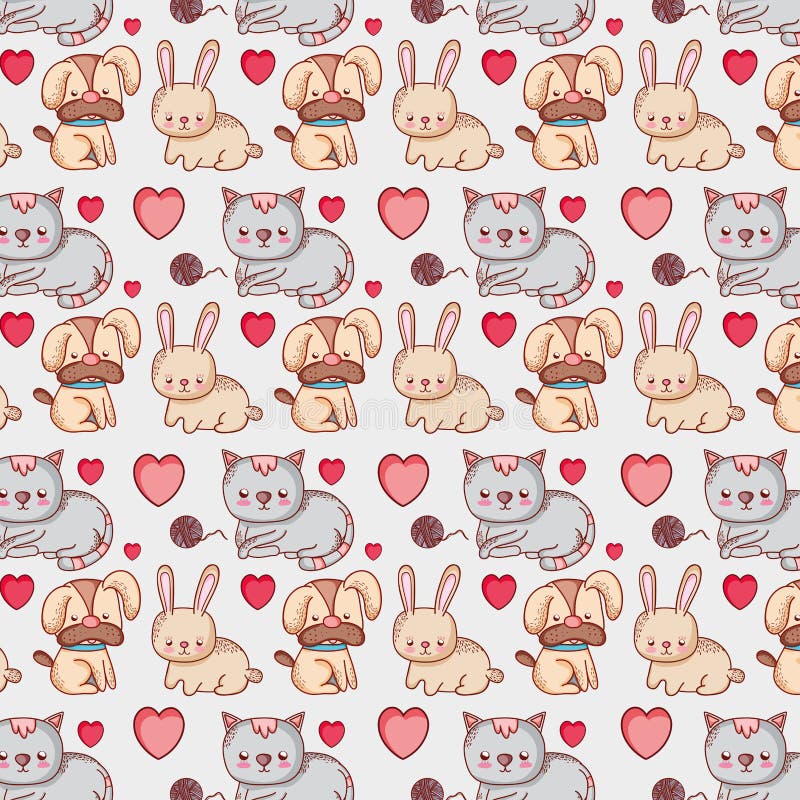 Cute Animals Pattern Background Stock Vector - Illustration of happy ...