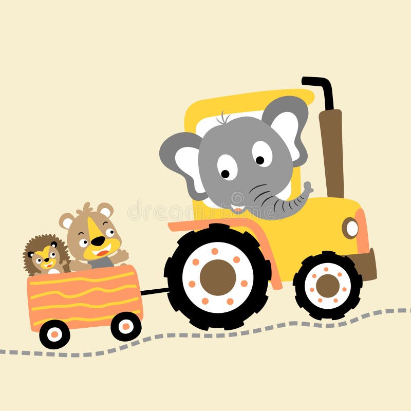Cute Animals Cartoon on Tractor Stock Vector - Illustration of ...