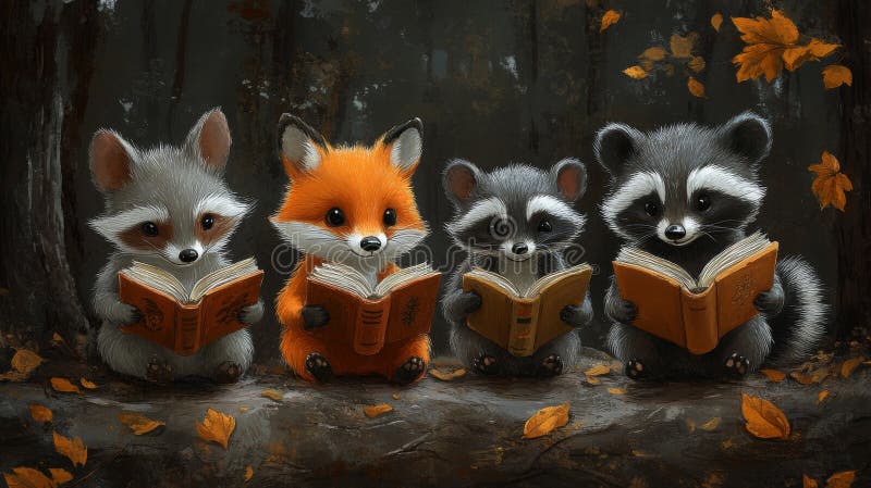 Cute Animals Reading Books Stock Illustrations – 1,024 Cute Animals ...