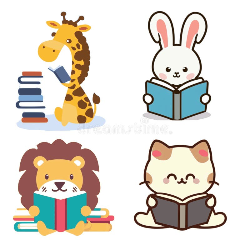 Animal Reading A Book Clipart