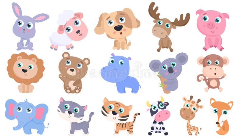 Cute animals set. stock illustration. Illustration of animal - 126640495