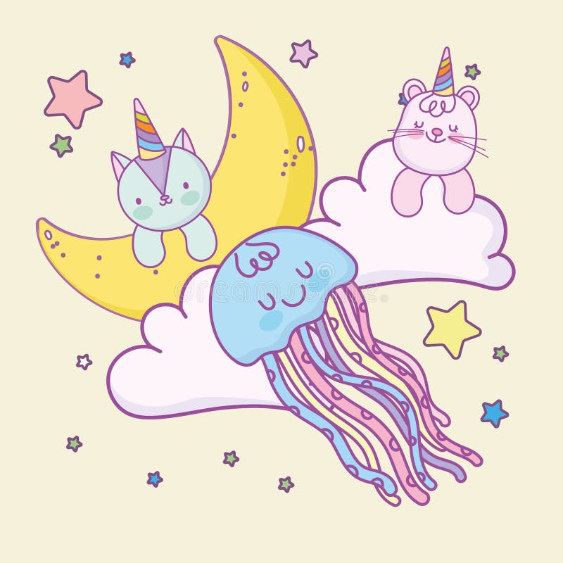 Cute animals sky stock vector. Illustration of cute - 219382014