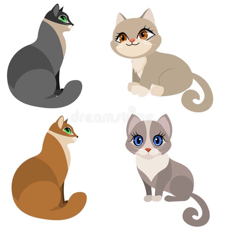 Cute Animals. Vector Cats. Cute Cats. Vector Animals Collection Stock ...