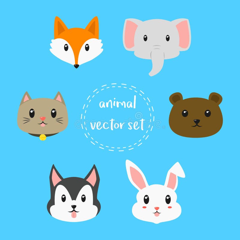 Cute Animals Vector Collection Stock Vector - Illustration of rabbit ...