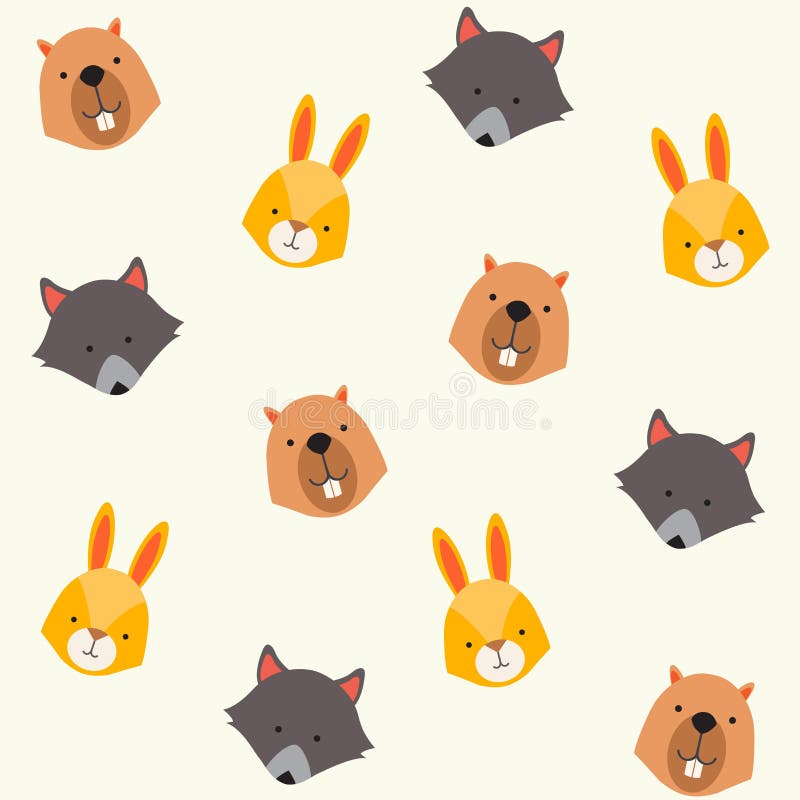 Cute Animals Vector Pattern Stock Vector - Illustration of pets ...