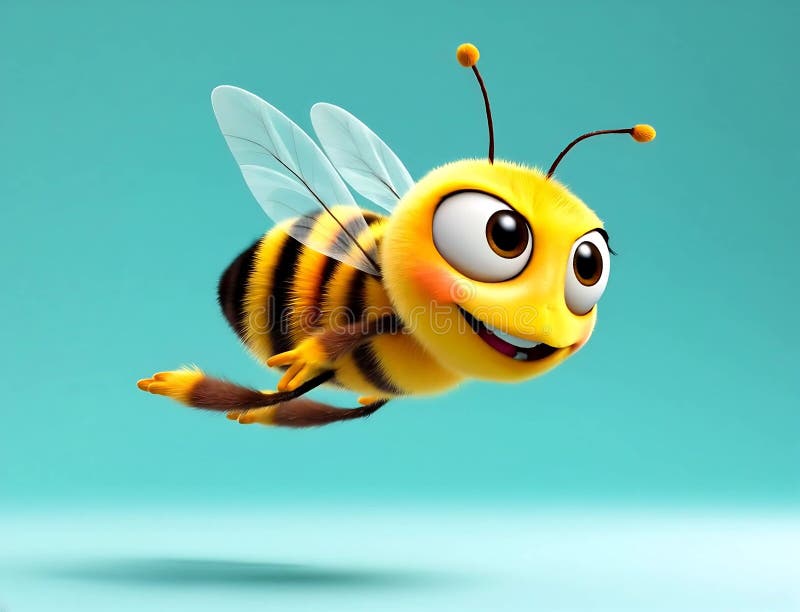 Cute Animated Bee Character Smiling on Light Blue Background 3D Render Stock Footage - Video of ...