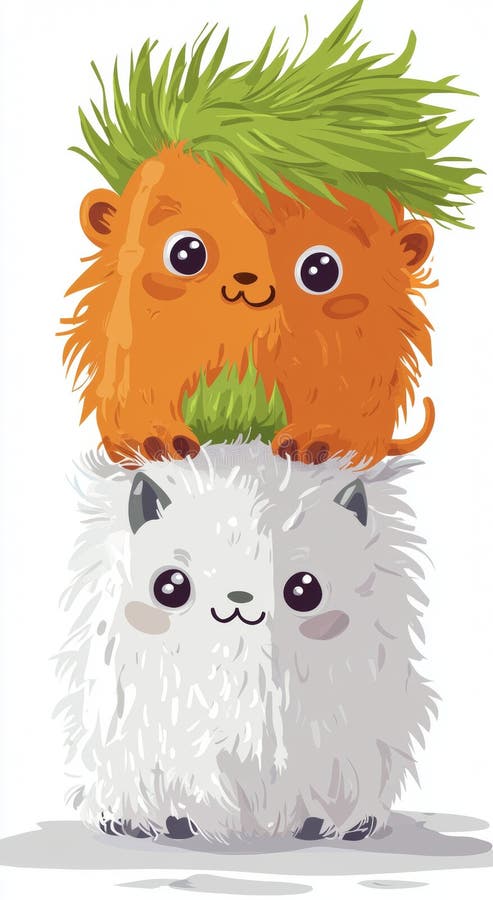 Cute Animated Characters in Bright and Outlined Styles Stock Image ...