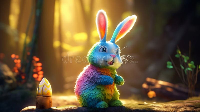 Cute Animated Easter Bunny Ai Generated Stock Illustration ...