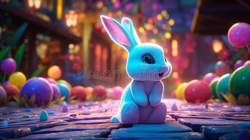 Cute Animated Easter Bunny Ai Generated Stock Illustration ...