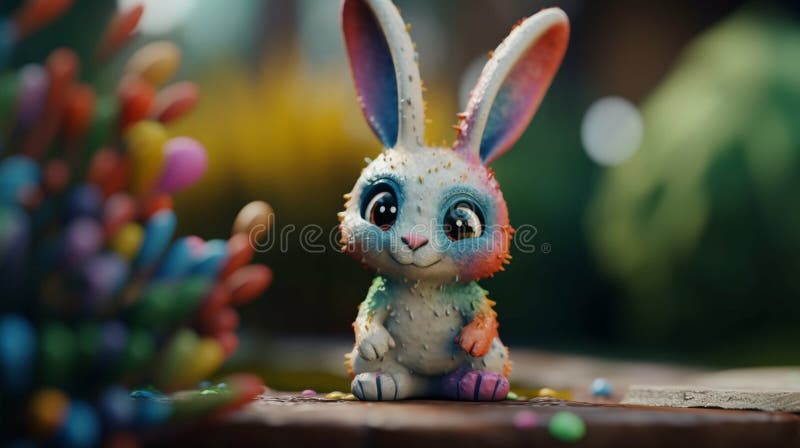 Cute Animated Easter Bunny Ai Generated Stock Illustration ...