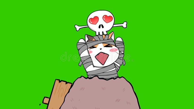 Cute Animated Ghost Cat Emerging from Grave Stock Footage - Video of ...