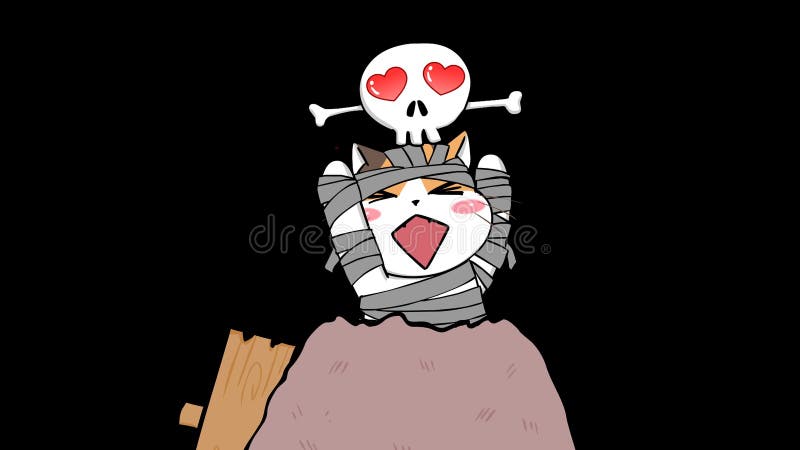 Cute Animated Ghost Cat Emerging from Grave Stock Footage - Video of ...