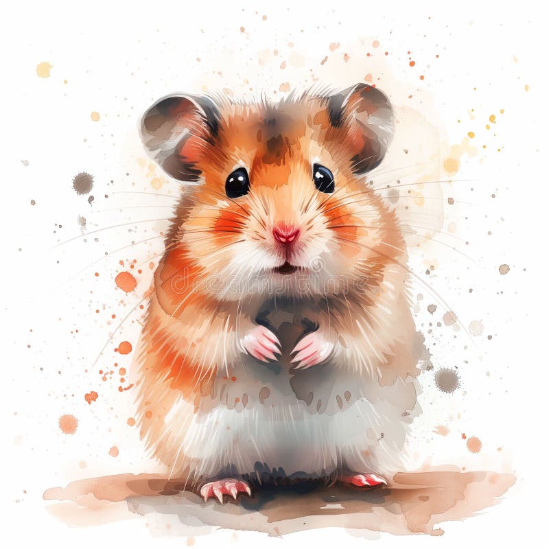 Cute Animated Hamster with Warm Orange and White Fur, Standing ...