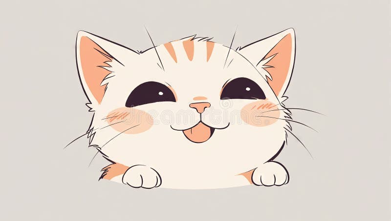 Cute Animated Kitten Winking with a Smile. Anime Style Stock Image ...