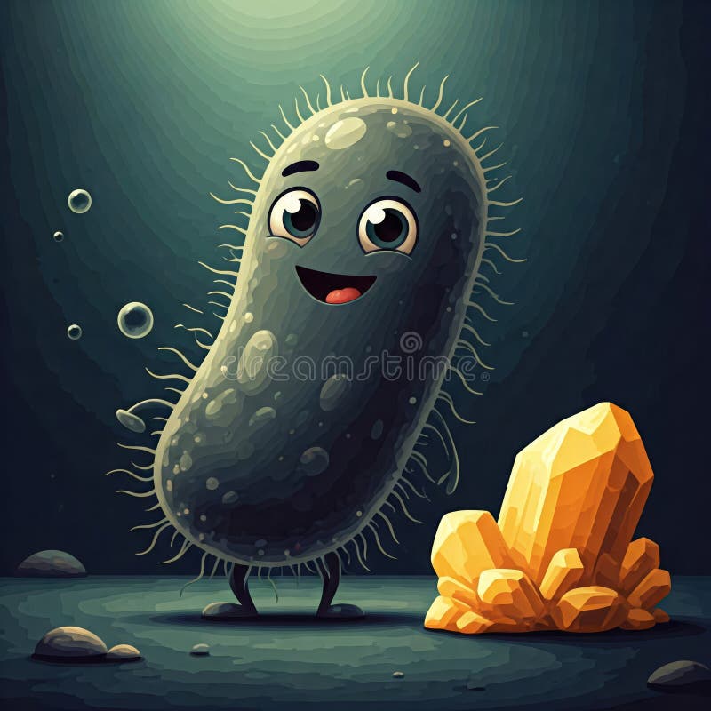 Cute Animated Microbe Exploring Crystal Caves with Curiosity and Joy ...