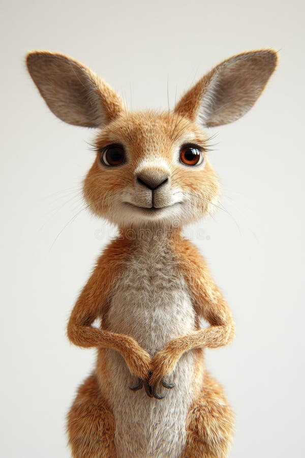 Cute Animated Rabbit Character Standing with a Friendly Expression ...