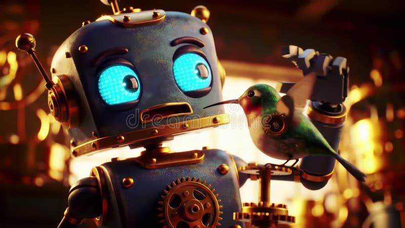 A Cute Animated Robot Interacts with a Mechanical Hummingbird. Nature ...