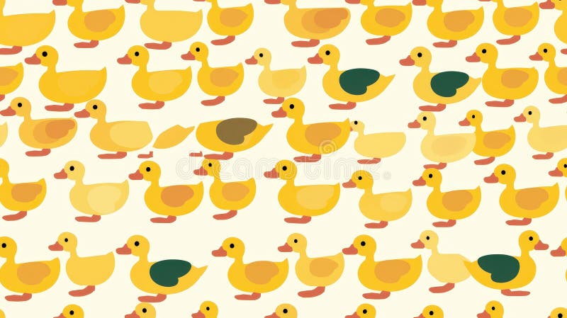 Cute Animated Yellow Ducks Pattern for Fun and Playful Designs Stock ...