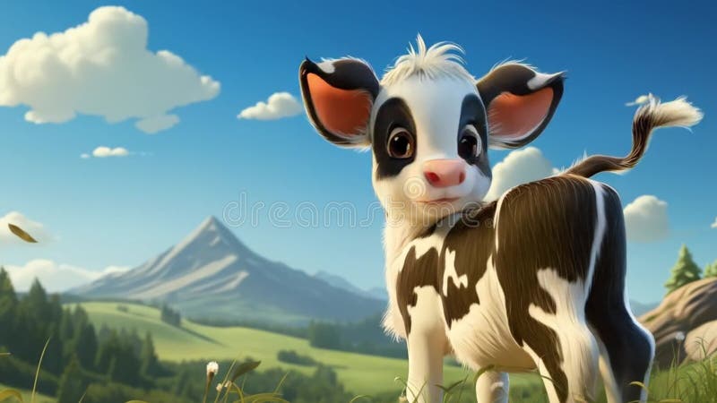 Cute Animation of a Baby Cow Cartoon Stock Footage - Video of cattle ...