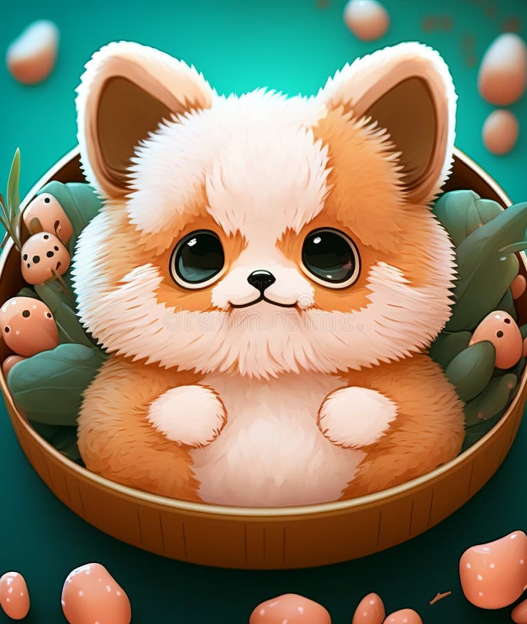 Cute Anime Animal Isolated on a Background. Stock Illustration ...