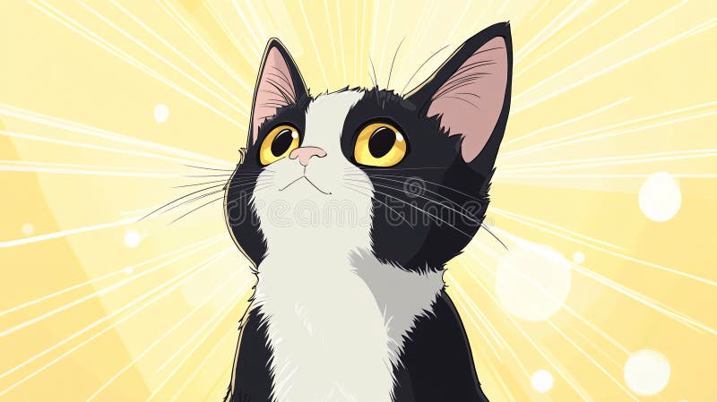 Cute Anime Cat Funny Cartoon Illustration for Creative Projects Stock ...