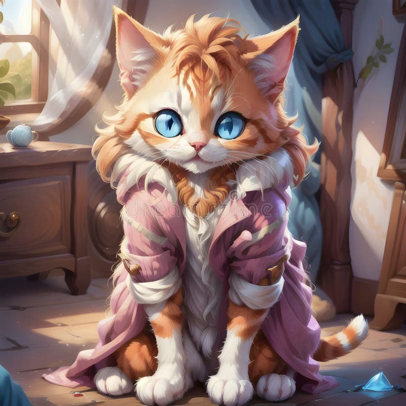 Cute anime cat stock photo. Image of cartoon, domestic - 298961272