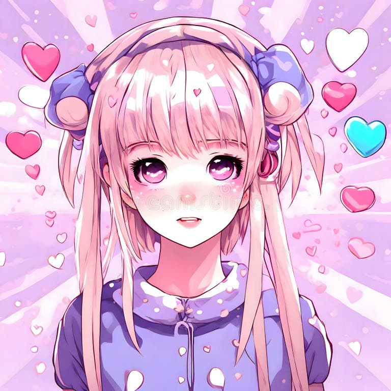 Cute Anime Girl Looking At Viewer Ai Generated Image Stock Illustration Illustration Of