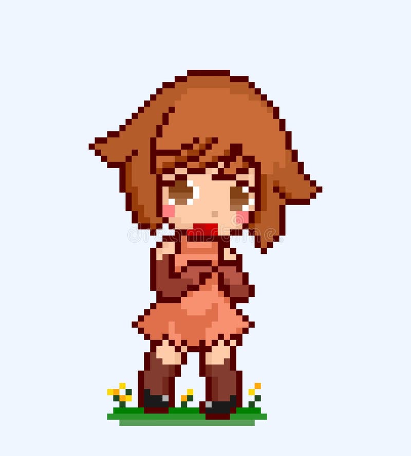 8 Bit of Pixel Women S Character. Woman Anime Embarrassed in Vector ...
