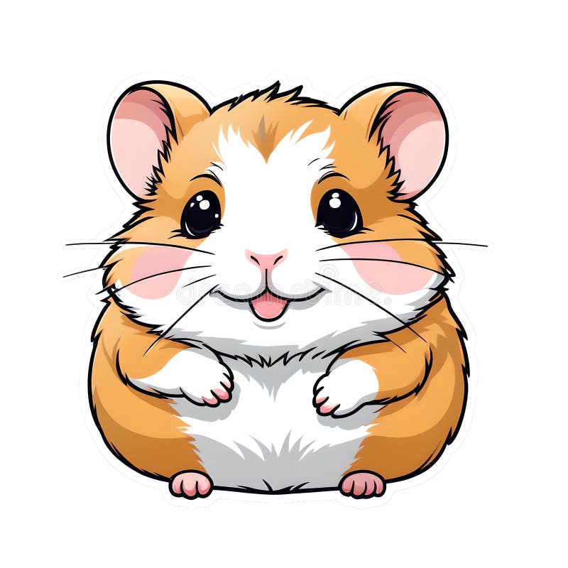 Cute Anime Hamster Sticker with Puffed Cheeks: Anime Style, Contour ...