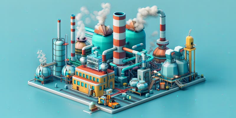 Cute Anime-style Industrial Machine with Charming Smoke Stacks AI Image ...