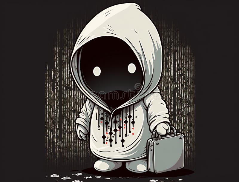 Cute Anonymous Hacker with White Hoodie. Concept of Ethical Hacking ...