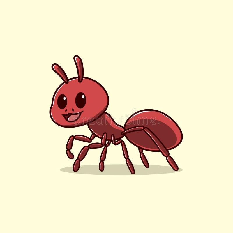 Cute Red Ant Smiling Cartoon Illustration Stock Vector - Illustration ...