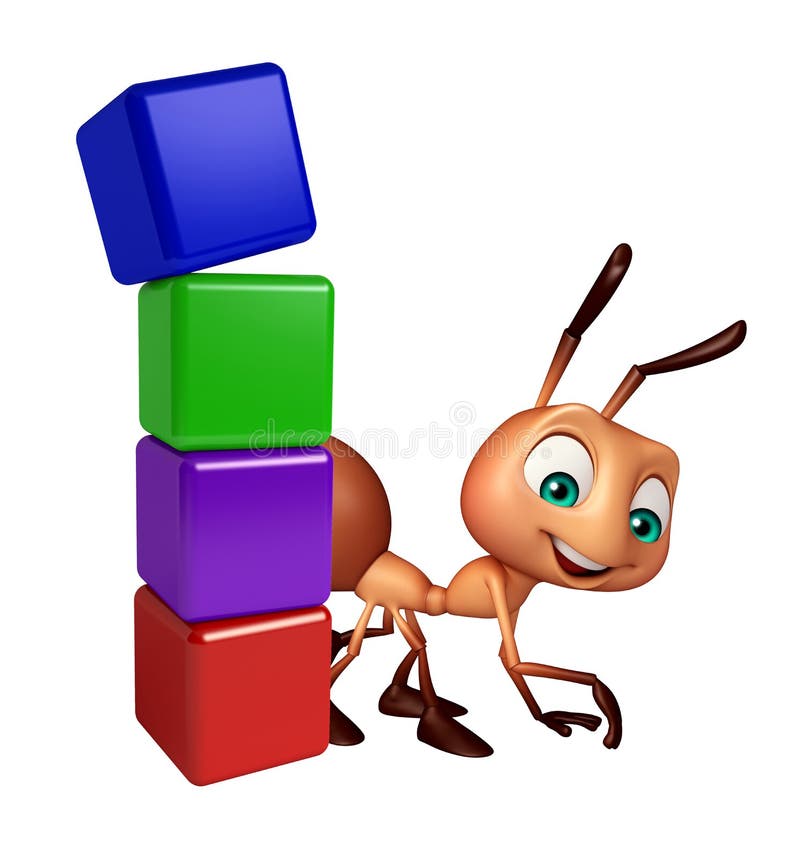 Cute Ant Cartoon Character with Level Sign Stock Illustration ...
