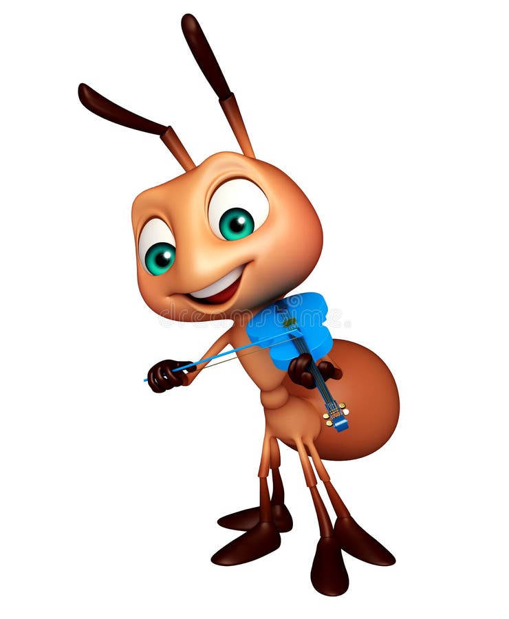 Cute Ant Cartoon Character with Violin Stock Illustration ...