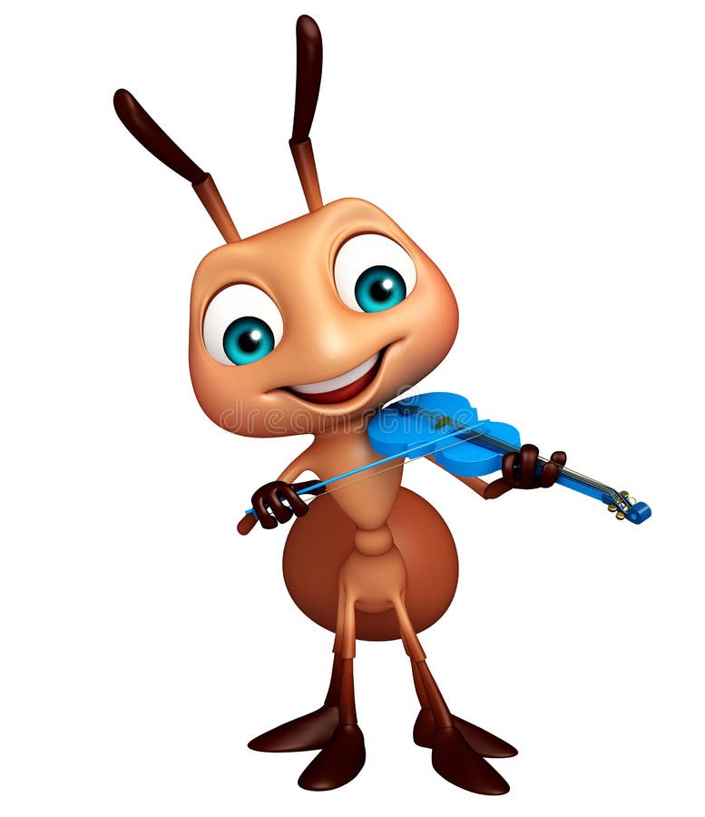 Cute Ant Cartoon Character Holding Blue Flower on White Background ...