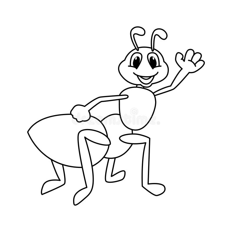 Cute Ant Cartoon Coloring Page Illustration Vector. for Kids Coloring ...