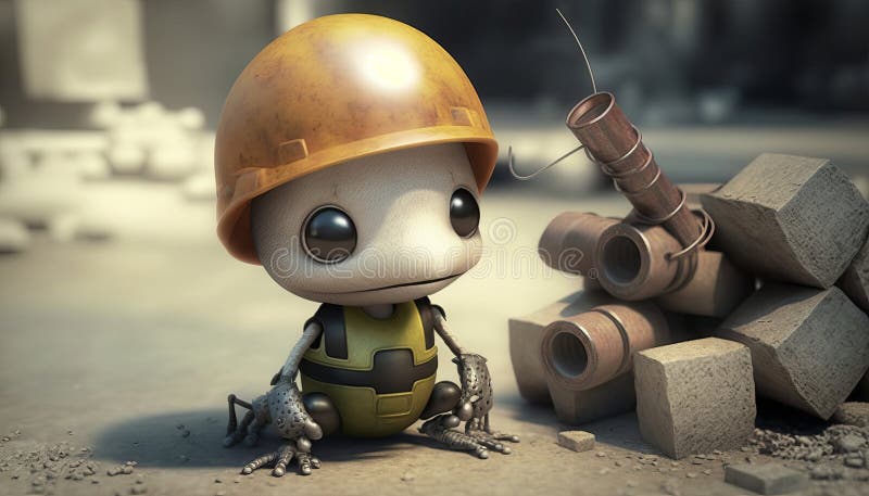 Cute Ant Engineer in the Construction Helmet. Ai. Stock Illustration ...