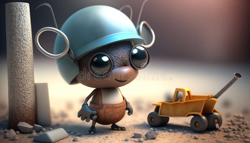 Cute Ant Engineer in the Construction Helmet. Ai. Stock Illustration ...