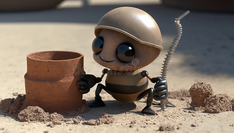 Cute Ant Engineer in the Construction Helmet. Ai. Stock Illustration ...