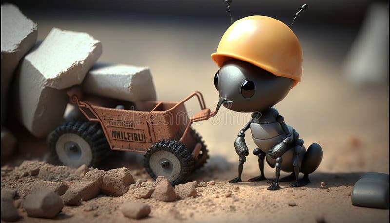 Cute Ant Engineer in the Construction Helmet. Ai. Stock Illustration ...