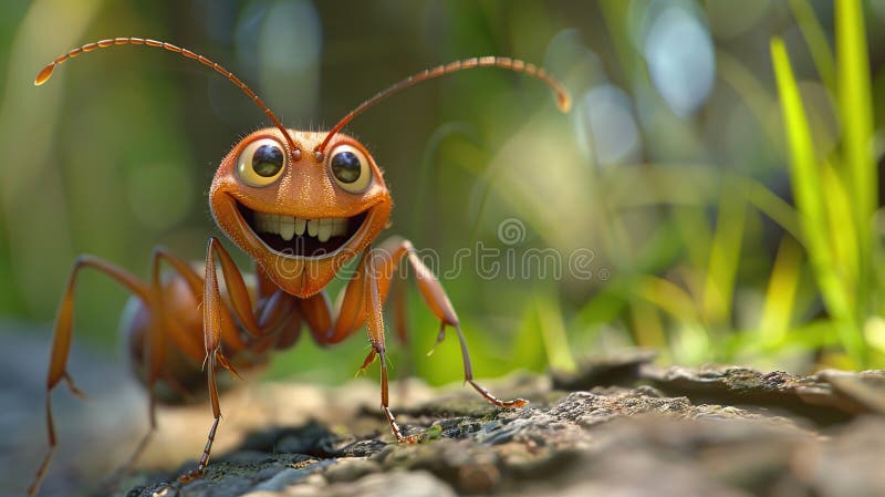 Cute Ant. Funny Smiling Insect. AI Generative Stock Illustration ...