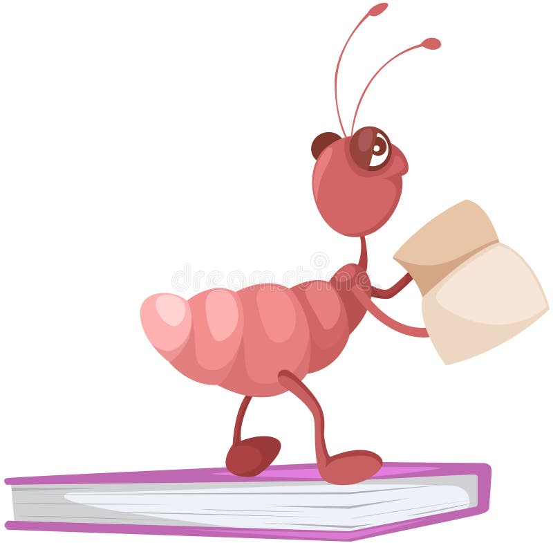Cute ant reading a book stock vector. Illustration of design - 25100911