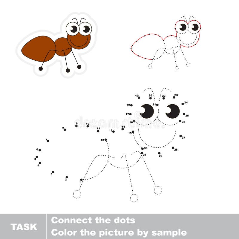 The Cute Ant. Vector Numbers Game. Stock Vector - Illustration of line ...